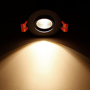 2Inch LED Recessed Ceiling Light, 3W Dimmable LED Downlight, Warm White 3000K, 60 Beam Angle Directional COB Recessed Lights with Driver, 25W Halogen Bulbs Equivalent for Ceiling Lighting, 6Pack