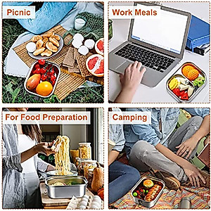 AIYoo 2 Tier Salad Container for Lunch Metal Bento Box 304 Stainless Steel Sandwich Containers Lunch Box With Leakproof Lid and Secure Locks - 1350ML / 46oz for Variety of Foods Snack Container