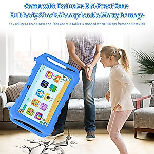 7inch Tablet for Kids Android 11 Tablets 3GB 32GB Parental Control Children Learning Toddler Tablet Shockproof Kickstand Case, GMS Certified, Google Tableta Kids YouTube (Blue)