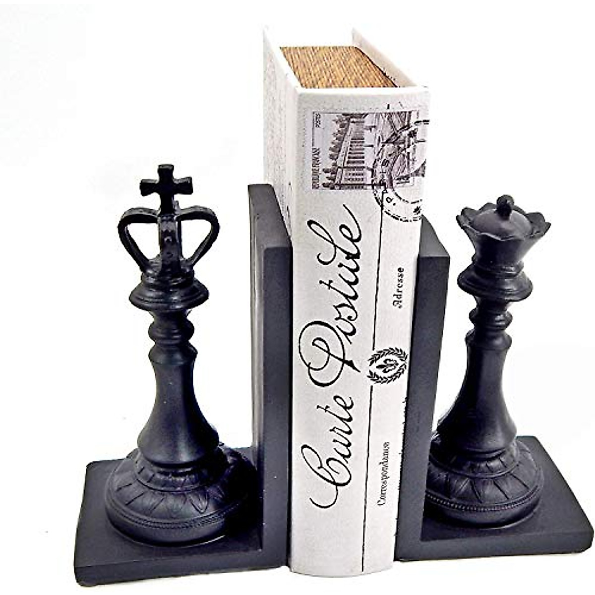 Vintage Chess Bookend King & Queen - Bellaa 29745