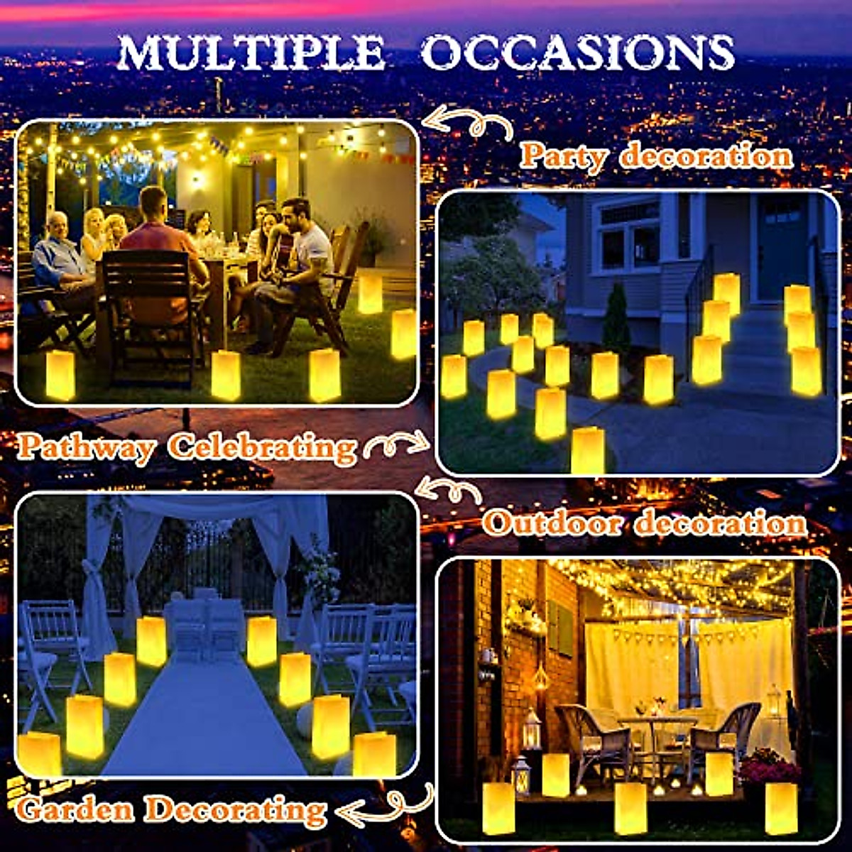 Supervitae 200 Pieces Plastic Luminaria Bags Set Including 100 and LED Waterproof Candle for Christmas Decorations, Hanukkah Lights, Easter, Wedding White