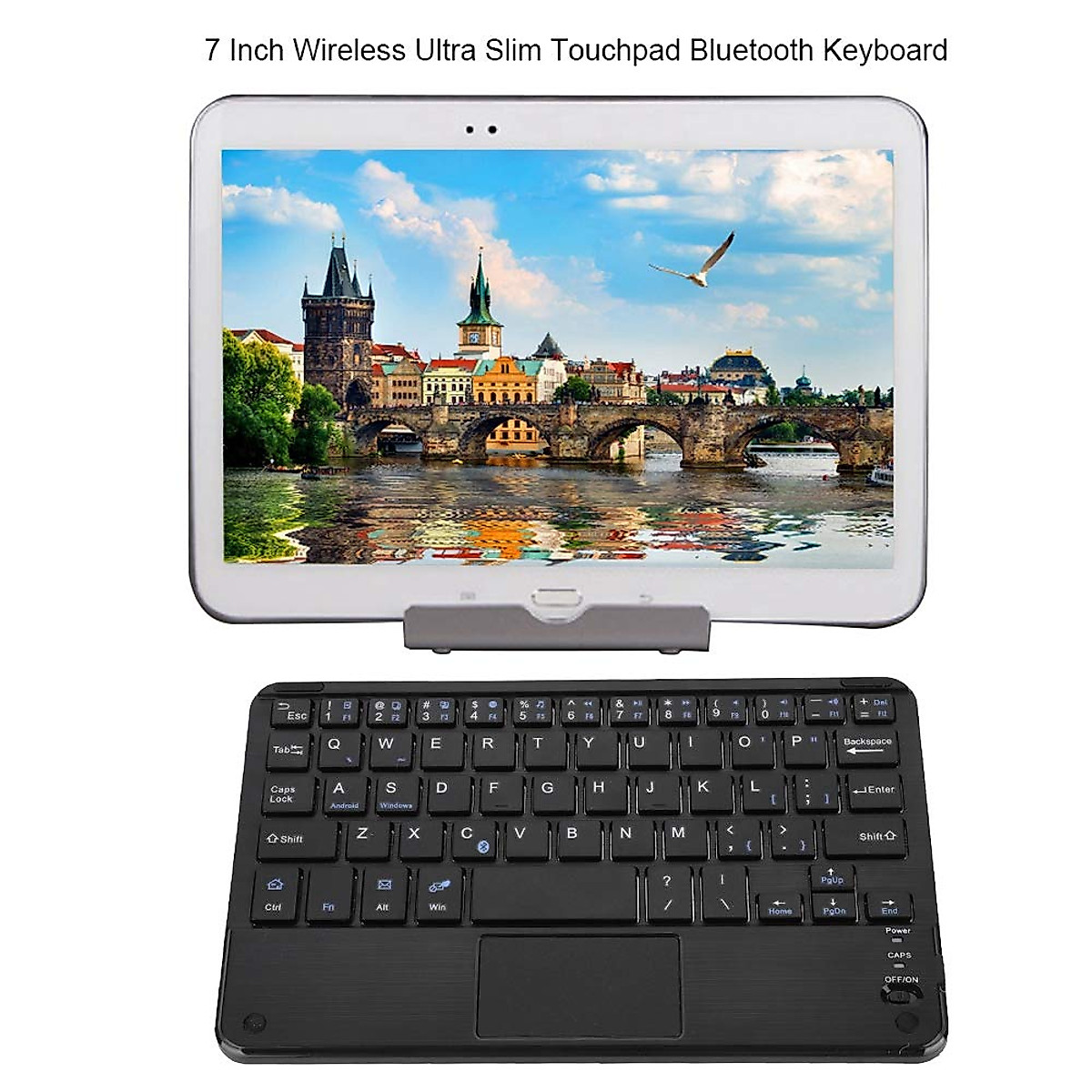 ASHATA Bluetooth Keyboard,7 Inch Wireless Ultra Slim Touchpad Scissors Feet Design Bluetooth Keyboard Accurate Shut-Off Device Provides Full Access to All Ports and Functions