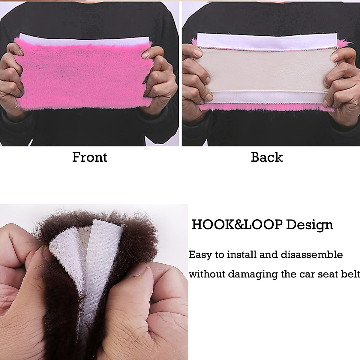 ORHA 2 Pcs Plush Car Seat Belt Cushions Universal Seat Belt Shoulder Strap Covers Soft Comfortable Shoulder Pad for Children Girl Boy Man Woman (Pink)