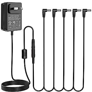 9Volt 1500mA Power Supply 9V 1.5A Power Adapter Center Negative for BOSS Zoom Guitar Multi Effects Pedal for Casio Donner Piano Keyboard with Cable 5 Way Daisy Chain Cord Anti-Hum