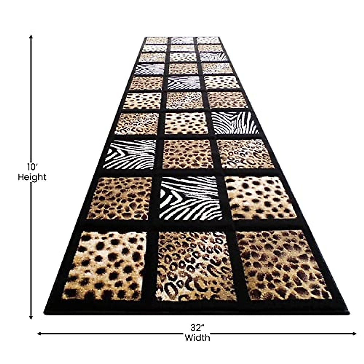 Masada Masada Rugs 3'x10' Animal Prints Runner Rug - Design S251 Black