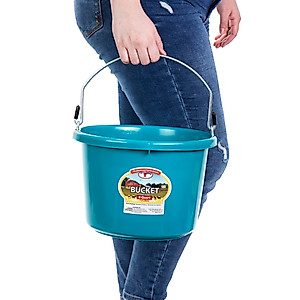 Little Giant® Plastic Animal Feed Bucket | Round Plastic Feed Bucket with Metal Handle | Made in USA | 8 Quarts