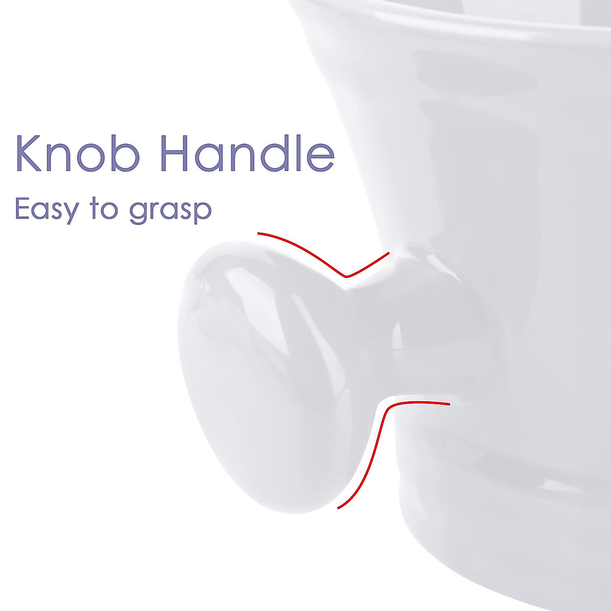 Linkidea Ceramic Shaving Mug with Knob Handle, Deep Size Wet Shaving Cup, Razor Shave Soap and Cream Bowl for Men, White