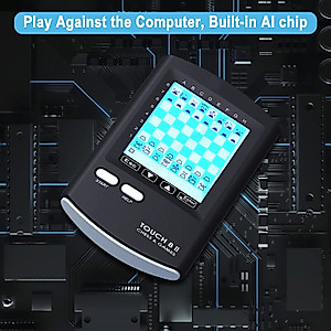 Vonset Touch Electronic Chess 8 in 1 Chess Handheld Electronic Chess Game for Kids and Adults to Learn Chess Travel Chess Set with Stylus Large LCD Display Gift
