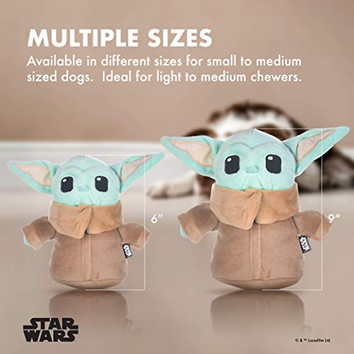 STAR WARS Mandalorian The Child Plush Figure Dog Toy | 6 Inch Small Dog Toy from The Mandalorian - Soft and Plush Dog Toys, Safe Fabric Squeaky Dog Toy for All Dogs