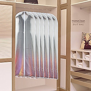 Garment Bag Clear 24'' x 54'' Long Dress Garment Bags White Breathable Full Zipper Dust Cover for Clothes Storage Closet Pack of 6