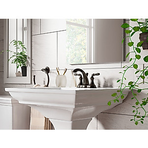 KOHLER 393-N4-BN Devonshire Centerset Bathroom Faucet with Pop-Up Drain Assembly, 2-Handle Bathroom Sink Fuacet, 1.2 GPM, Vibrant Brushed Nickel