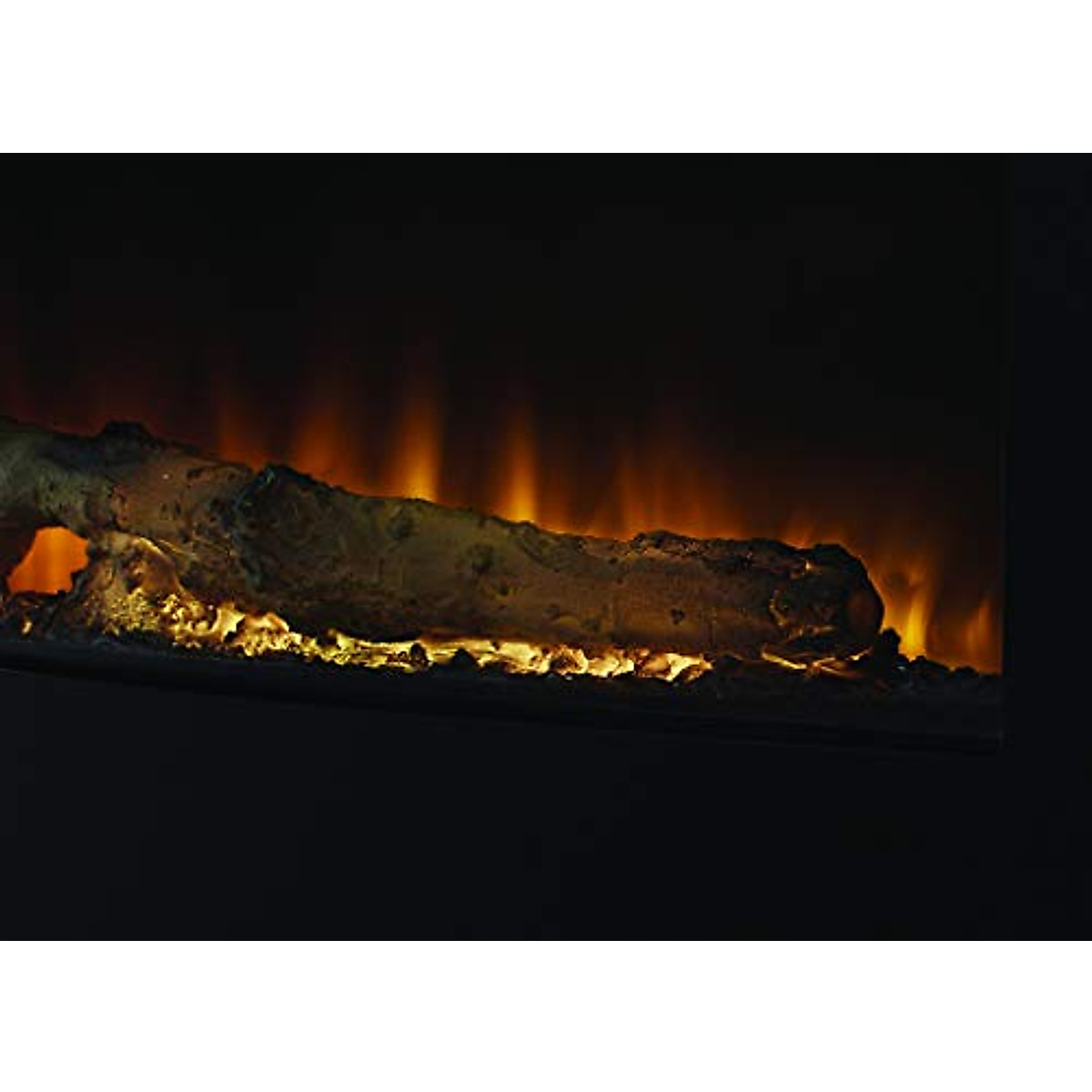 Muskoka 42" Contemporary Curved Front Slim Line Wall Mount Infrared Electric Fireplace, Black Glass