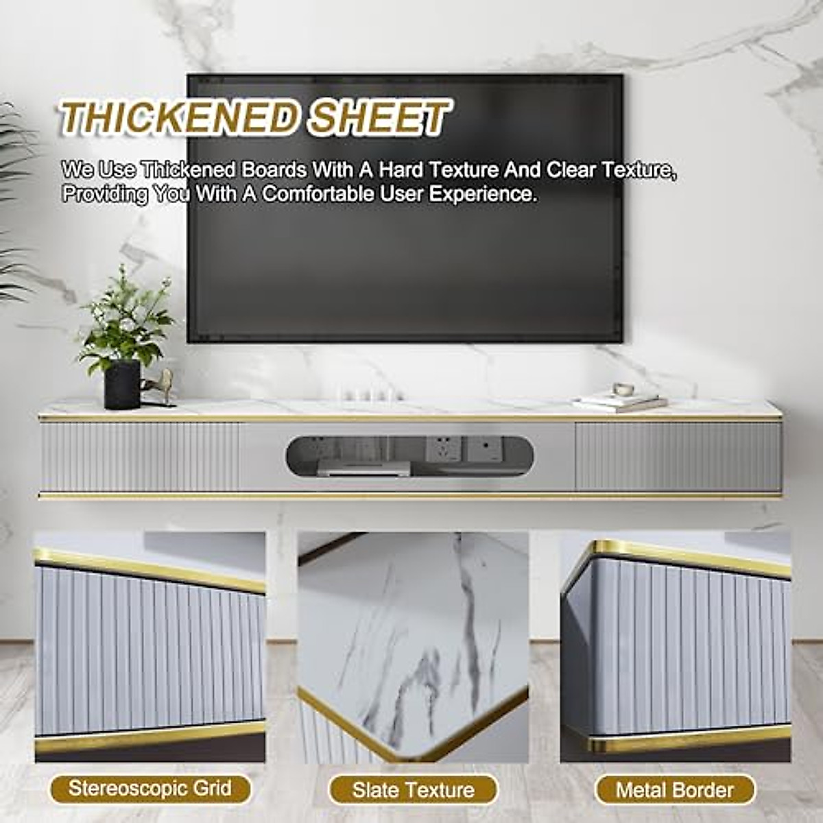 Modern Floating TV Unit,Wall-Mounted Storage Cabinet,Small Apartment Tv Cabinet,Entertainment Center,Media Console (Color : Grey, Size : 120cm)