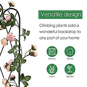 Amagabeli 2 Pack Garden Trellis for Climbing Plants 60" x 18" Rustproof Black Iron Potted Vines Vegetables Vining Flowers Patio Metal Wire Lattices Grid Panels for Ivy Roses Cucumbers Clematis GT04