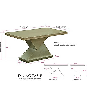 Kings Brand Furniture - Hillsdale Rectangular Pedestal Dining Room Table, Gold