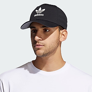 adidas Originals Men's Beacon Structured Precurve Snapback Cap, Black/White, One Size