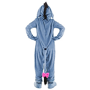 Fun Costumes Deluxe Adult, Eeyore Hooded Onesie Suit from Disney's Winnie The Pooh, Licensed Outfit for Halloween and Cosplay Small Blue