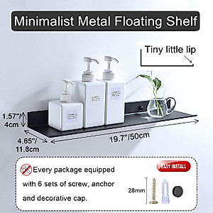 Z metnal Floating Shelves, Bedroom Shelves, Display Metal Wall Shelf for Funko Pop Speaker Figure Collection, Floating Storage Wall Decor, Aluminum, Wall Mounted, Matt Black, 20 inch, 2 Pack