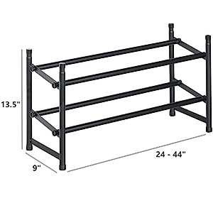 Richards Telescoping Stackable/Expandable Free Standing Shoe Rack, 2-Tier Holds Up To 10-Pair, Matte Black