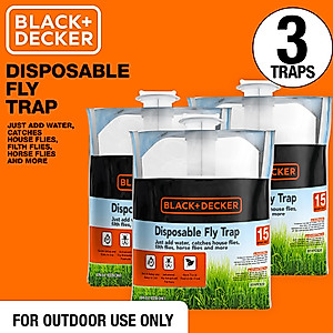 Fly Trap- Hanging Fly Traps Outdoor- Natural Non-Toxic Fly Catcher Attractant- Add Water to Catch House & Horse Flies in Garden, Backyard & Barn, 3 Pack 15 Grams