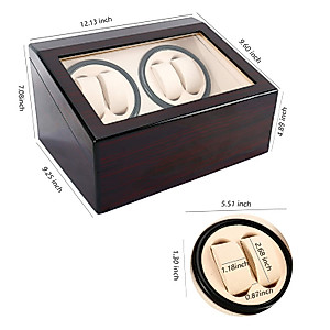 Homend Luxury 4+6 Automatic Watch Winder Deluxe Wooden Dual Automatic Motor Rotating Watches Display Storage Box