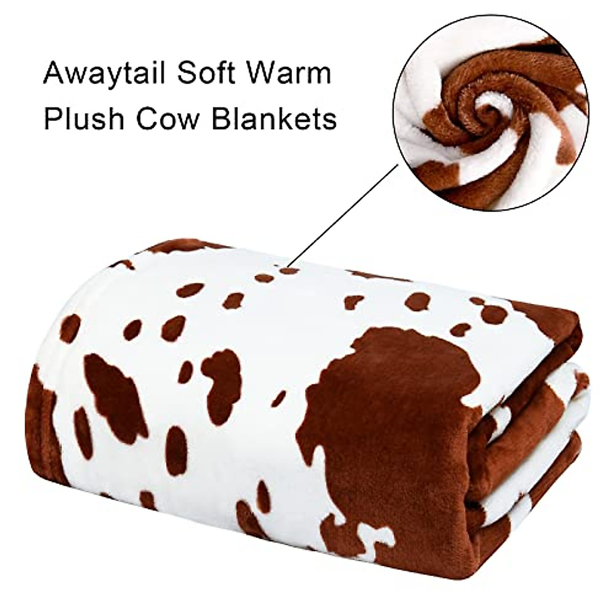 Cow Print Blanket Plush Blanket Cozy Blanket for All-Season, Super Soft Throws with Cute Pattern for Daughter Adults Students Teen, Brown, 60"x80"
