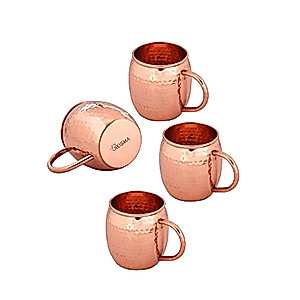 Kosma Set of 4 Moscow Mule Copper Mug 16 oz | 475 ml (Hammered Finish)