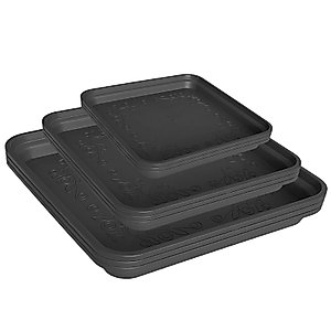 GREGICH Square Plant Saucer Tray 6 8 9.5 Inch Assorted Size 9 Packs, Strong Plastic Plant Water Catcher Tray Planter Saucer Drainage Catch Drip Plate for Potted Plant Flower Pot Base Indoor Outdoor