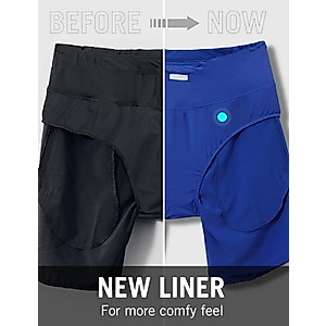 BALEAF Womens' 7 Inches Long Running Shorts Back Zipper Pocketed Athletic Gym Shorts with Liner Royal Blue Size L