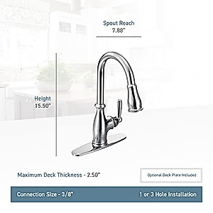 Moen Brantford Spot Resist Stainless One-Handle Pulldown Kitchen Faucet Featuring Power Boost and Reflex, 7185SRS