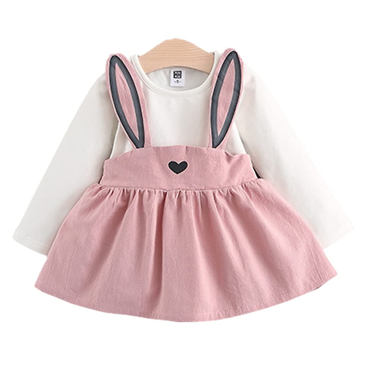 Cabucale Baby Girl Easter Clothing Rabbit Style Long Sleeve Dress (Pink 1T)