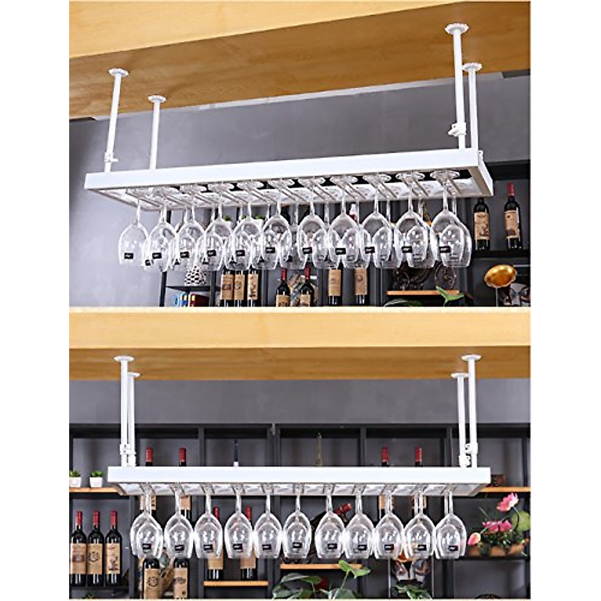 Wine Racks Metal Wine Rack, Glassware Rack, Hanging Wine Rack, Hanging Goblet Rack, Creative Wine Glass Holder (White) (Size : L100*35CM)