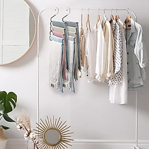 Velvet Hanger for Pants Space Saving Hanger- Multi Layer Jeans Trouser Hanger,Myfolrena Open Ended Hanger for Pants Multiple Hangers Closet Organizer for Scarf Jeans Leggings(3-Pack)