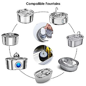 16 Pcs Cat Water Fountain Filters, Replacement Filters for 3.2L/108oz Stainless Steel Pet Fountain Carbon Filters for Automatic Dog Water Dispenser 8pcs Carbon Filters + 8pcs Sponges