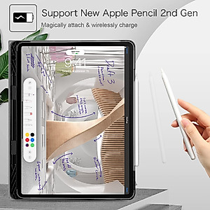 Fintie Folio Case for iPad Pro 12.9" 6th Generation 2022, Multi-Angle Smart Stand Cover w/Pencil Holder & Pocket, Also Fit iPad Pro 12.9 2021 5th & 2020 4th & 2018 3rd Gen, Cloudy Marble