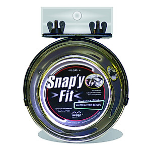 MidWest Homes for Pets Snap'y Fit Stainless Steel Food Bowl / Pet Bowl, 1 qt. for Dogs & Cats, Silver