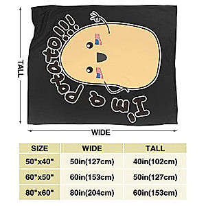 Comfortable Fleece Throw Blanket, Soft and Warm I'm A Potato Blankets and Throws, Lightweight Cozy Fuzzy Blanket for Couch Sofa Bed, 50x40 Inches