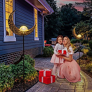 TAKE ME Moon Solar Lights Garden Outdoor Decor Waterproof Decorative Solar Stakes Lights for Patio Yard, Walkway,Lawn, Mother's Day Gifts