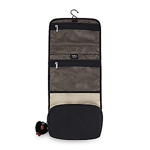 Kipling Womens Women's Meadow Metallic Toiletry Bag, Organize Accessories, Clip Closure, Nylon Hanging Hook Pouch, Black Tonal, 9.5 L x 8.5 H 3.13 D US