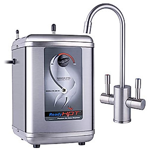 Ready Hot 41-RH-200-F560-BN Instant Hot Water Dispenser System, 2.5 Quarts, Manual Dial Dual Lever Hot and Cold Water Faucet Brushed Nickel