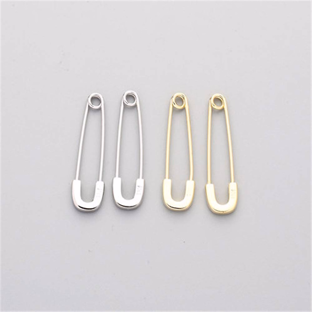Cute Sterling Silver Safety Pin Small Hoop Earrings for Women Girls Men Minimalist Geometric Cartilage Huggie Sleeper Hoops Hypoallergenic 14K Gold Plated Personalized Jewelry (Silver 22mm)