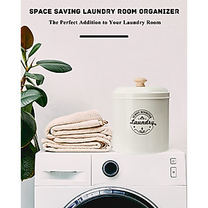 Laundry Scent Booster Beads Dispenser Container for Laundry Room Organization. Laundry Containers for Organizing. Metal Farmhouse Laundry Room Decor. Laundry Dispenser for Detergent, Powder (Cream)