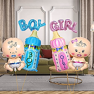 Xihuimay 6pcs Baby Boy Girl Party Balloons Helium Balloon Gender Reveal Balloon Baby Boy/Girl Blue/Pink Bottle Boy/Girl Letter Foil Balloon for It is a Boy/Girl Baby Shower Birthday Party Decoration