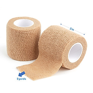 Cohesive Bandage Wrap, Self Adhesive Medical Tape,Vet Wrap, Athletic Elastic Stretch Band, self Adhesive, Flexible, Breathable & idea for Sport Injury & Wound/Finger/Wrist (Pets Too) 2“x15ft