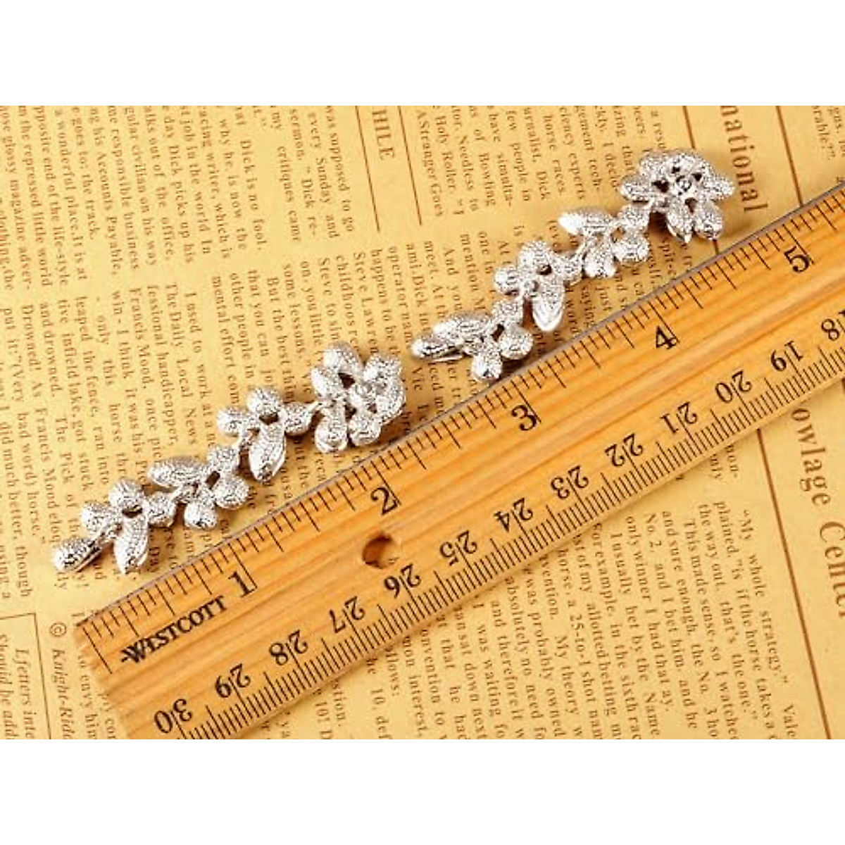 Alilang Metal Tone Grape Colored Stone Embellished Flower Leaves Dangling Earrings, Purple