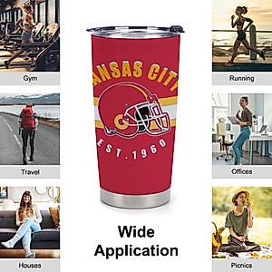 Custom Kansas City Tumbler 20oz Stainless Steel with Lid & Straw Personalized Football Fans Gifts for Women Men Coffee Travel Mug Cup Add Name Number