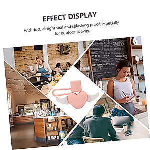 Gadpiparty 6 pcs Tips Silicone Cup Reusable Tip Design Favor Shaped Heart Festival Shape of with Seal Party All Wing Airtight for Plugs Straw Drinking Anti- Plug Outdoor