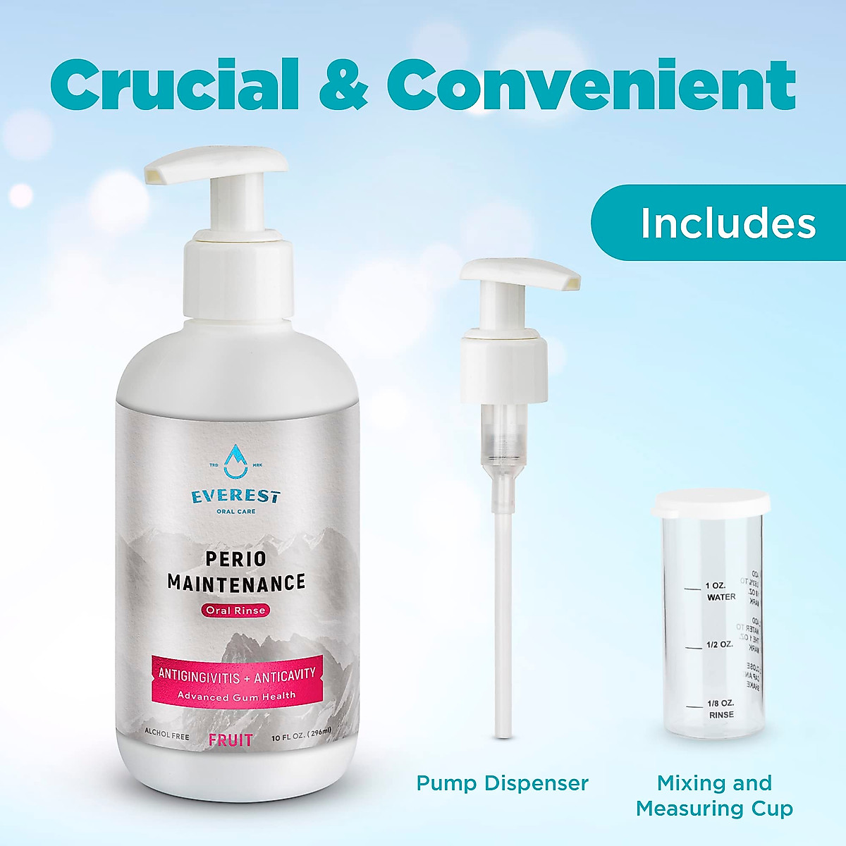 Perio Maintenance Alcohol Free Mouthwash – Concentrated Mouthwash for Bad Breath, Plaque, Sensitive Teeth, and Gingivitis or Gum Disease - Fluoride Rinse by Everest Oral Care (Fruit Punch, 10 Fl oz)