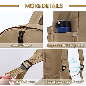 Haimont Classical Basic Travel Backpacks 20L, Fashion Computer Book Bag with Laptop Compartment, Back Pack for Outdoor Sport Hiking, Khaki