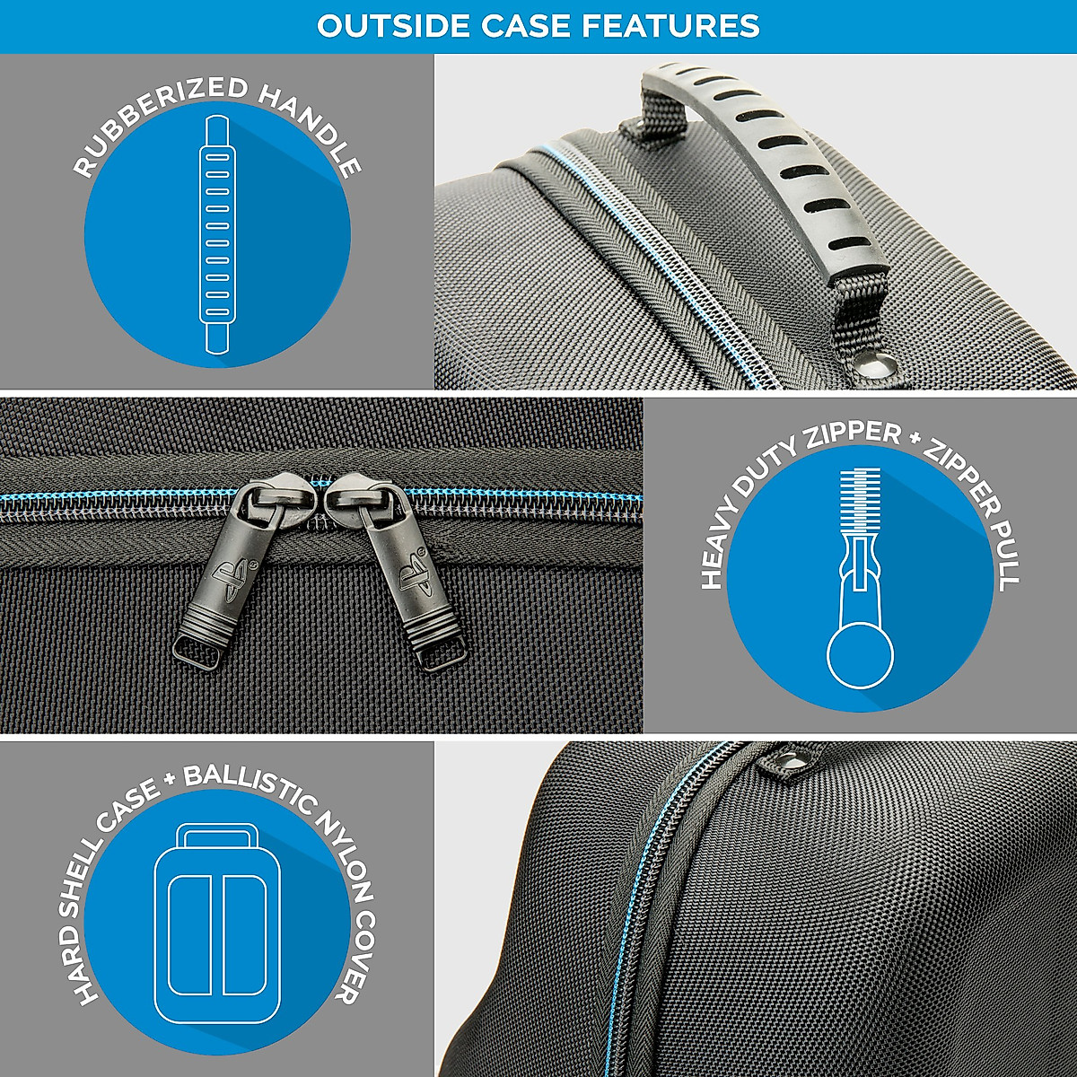 Sony PlayStation VR Headset and Accessories Carrying Case – Protective Deluxe Travel Case – Black Ballistic Exterior – Official Sony Licensed Product